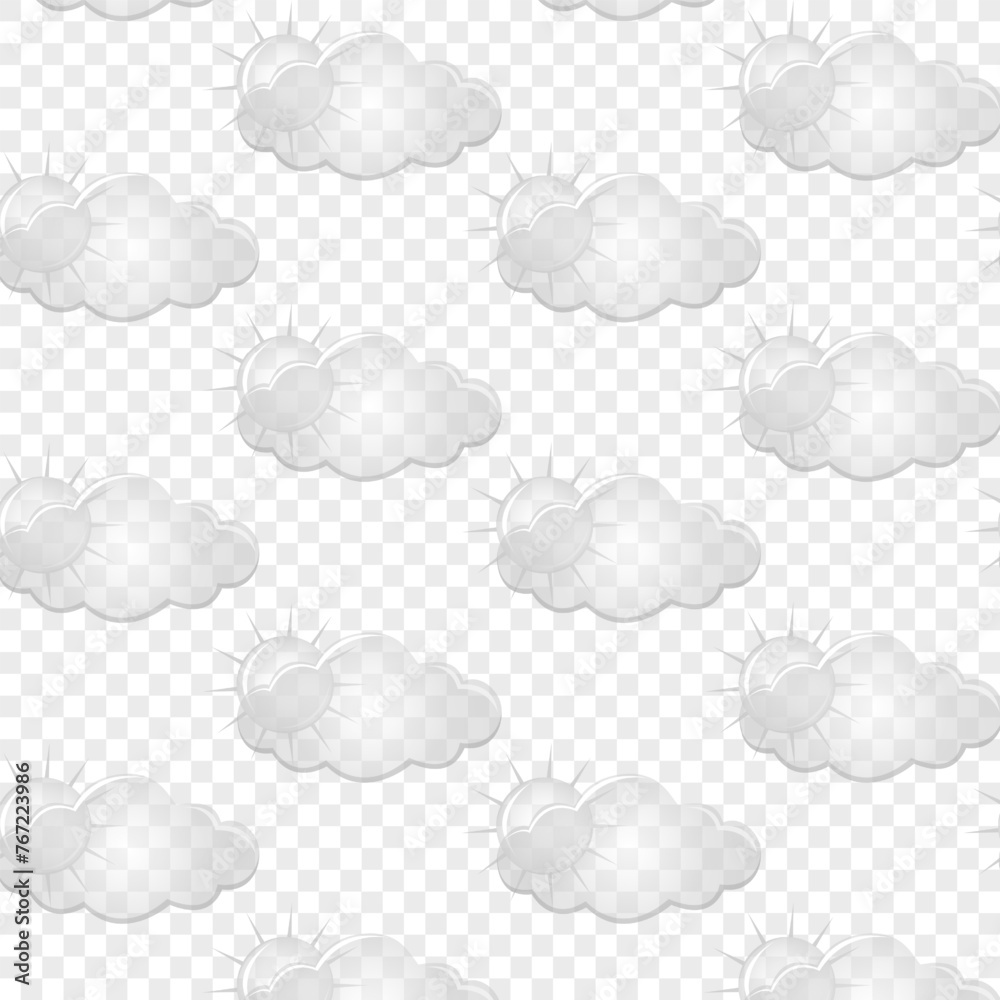 Seamless pattern transparent clouds and sun. Flat design style. For the ...