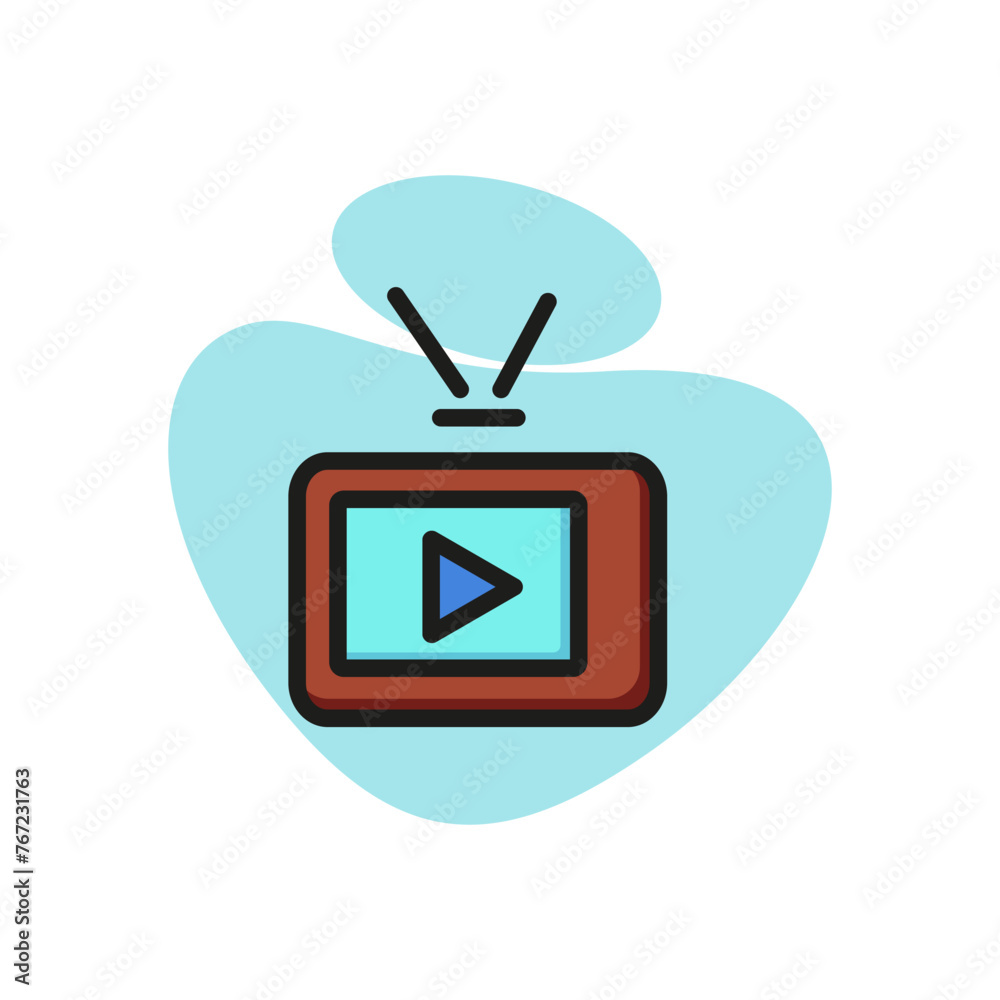 Image vectorielle Stock Icon of TV with play sign on screen and antenna ...