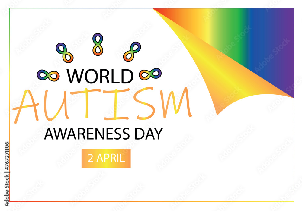 World Autism awareness day concept vector with rainbow infinity symbols ...