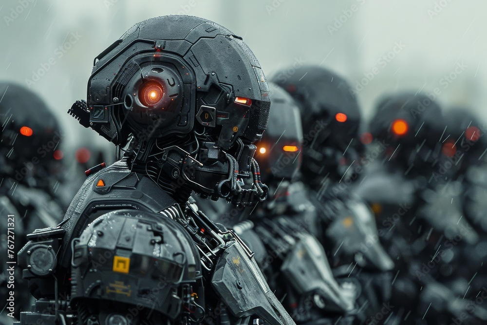 Epic battle between robots and humans set in a sci-fi future ...