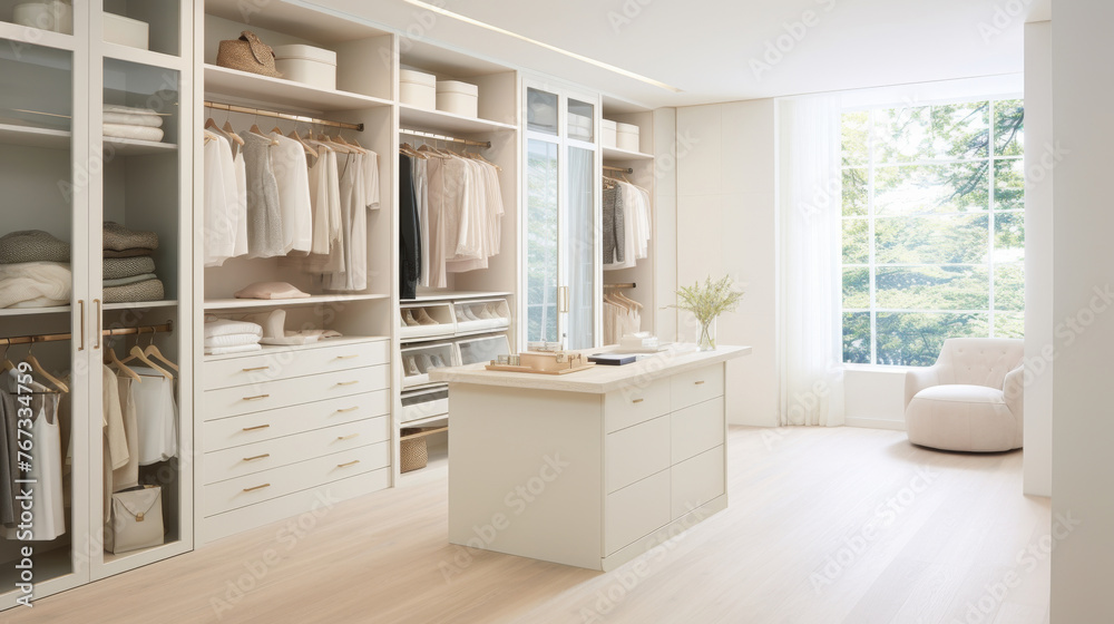 Modern luxury stylish white walk in closet feminine dressing room ...
