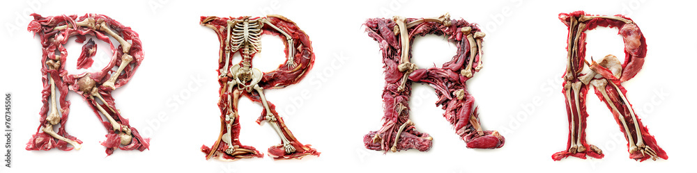 Letter R Horror alphabet and number concept. Halloween isolated text ...