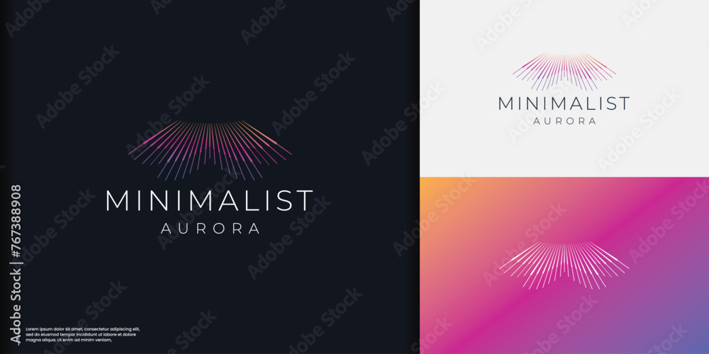 minimalist abstract aurora logo illustration gradient color branding ...