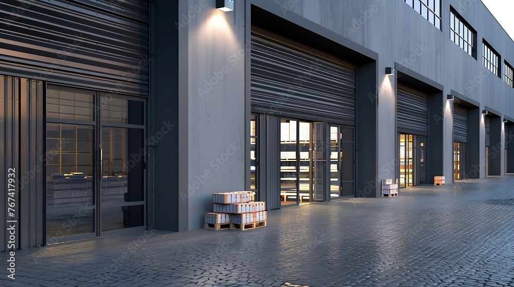 Generative AI : Warehouse or industry building exterior. known as ...