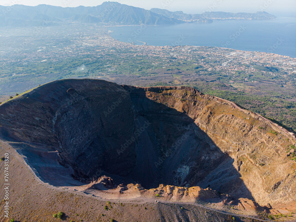 Mount volcano Vesuvius in Napoli. black volcanic sand and volcano ...