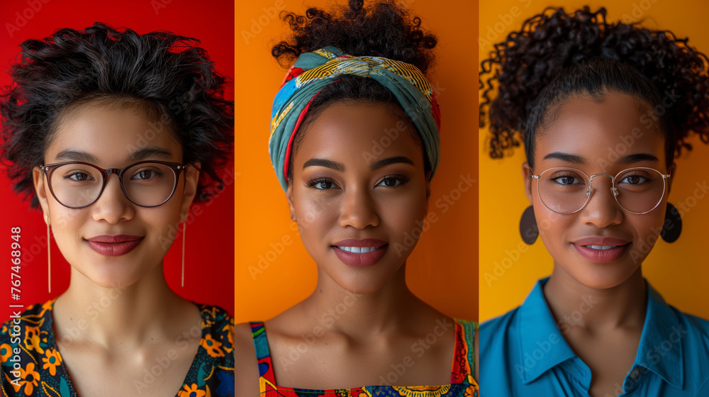 Composite portrait of headshots of different smiling women from all ...
