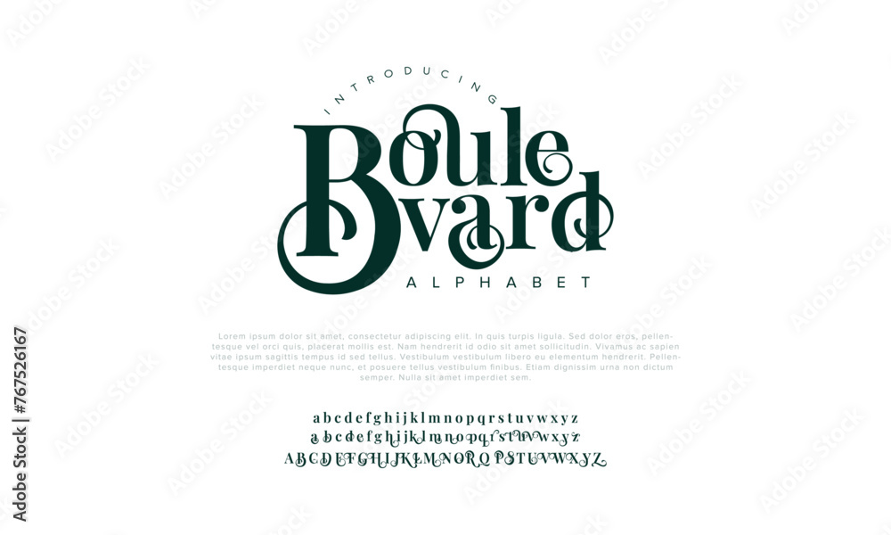 Boulevard premium luxury elegant alphabet letters and numbers. Vintage ...