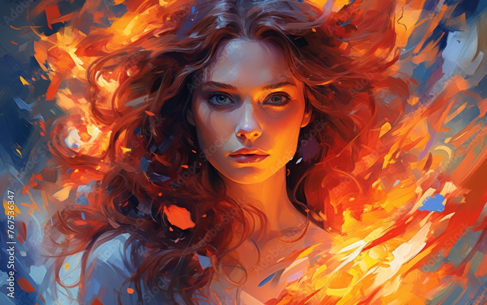 digital art with an illustration depicting a magical woman summoning ...