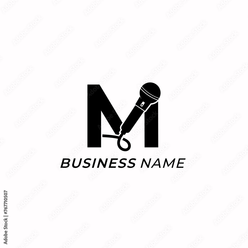 logo design creative microphone karaoke and letter M Stock Vector ...
