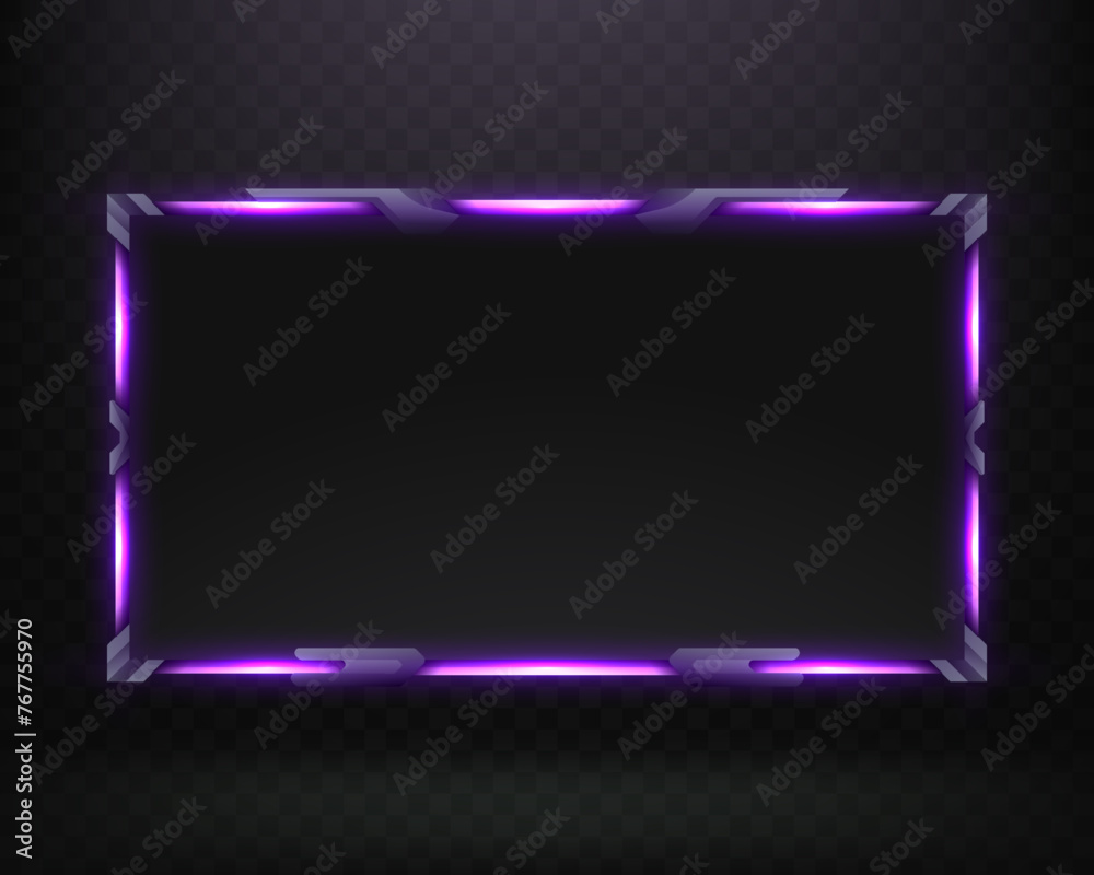 Purple Neon Glowing Border Stream Overlay Webcam Screen Template for ...