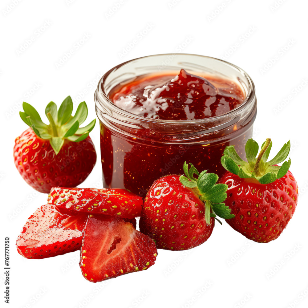 red strawberry jam isolated on transparent background With clipping ...