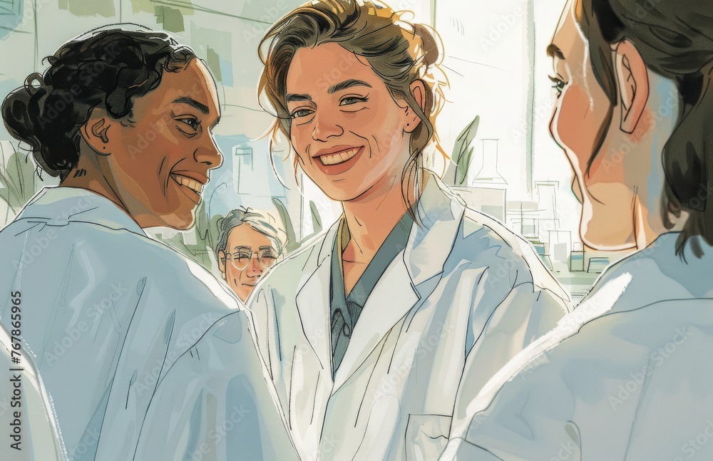 illusion graphic design with a cartoon character doctor engaging in ...