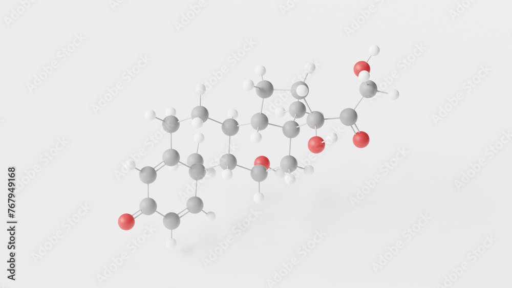 prednisolone molecule 3d, molecular structure, ball and stick model ...