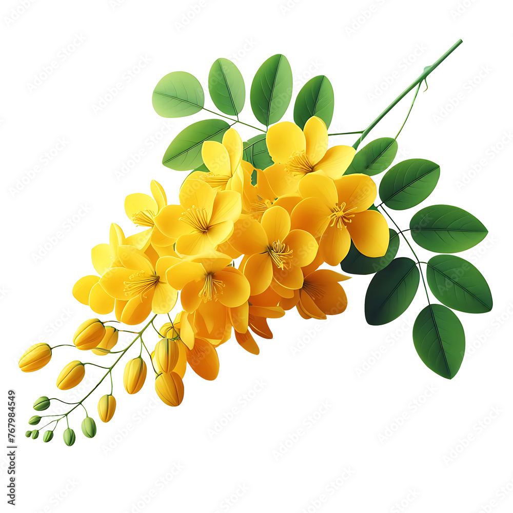 Cassia fistula, Kani Konna flower illustration without background PNG ...