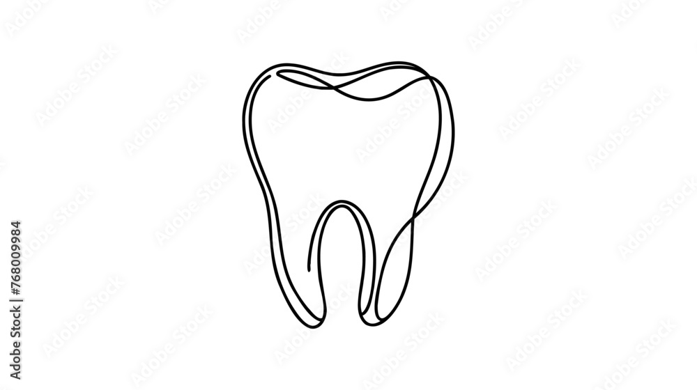 Single continuous line art anatomical human tooth silhouette. Healthy ...