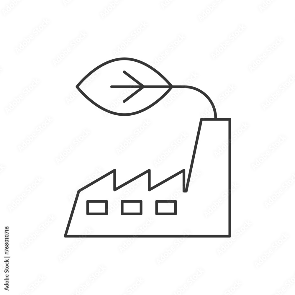 Plant with zero CO2 emissions, cleaner production linear icon, zero ...