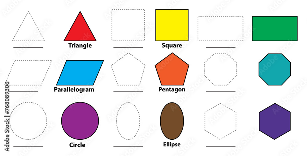 Vector de Stock Basic geometric colorful 2D shapes collection. Colorful ...