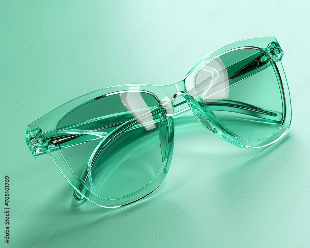 Pair of A pair of stylish sunglasses with mirrored lenses, levitating ...
