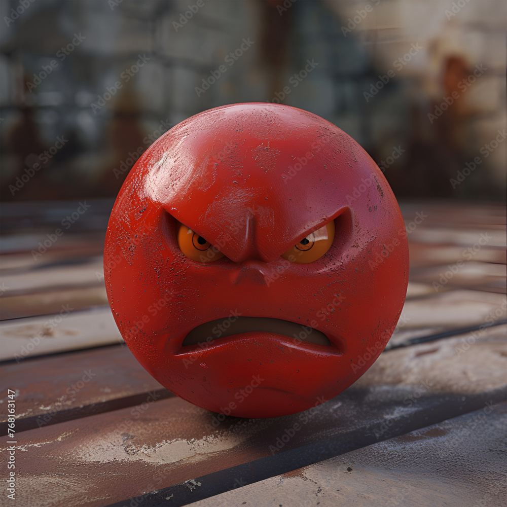 High quality emoticon on white background. Angry and grumpy emoji. Red ...