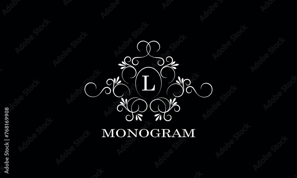 Monogram design template for one or two letters, for example L. Wedding ...