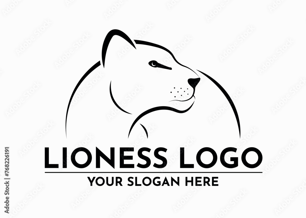 Lioness Logo with Brand and Slogan Insertion Female Lion Profile Face ...