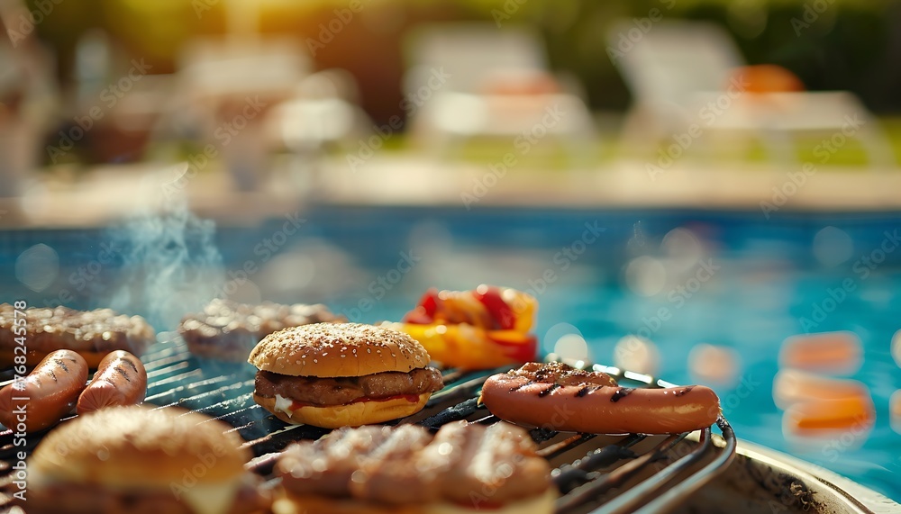 Savor the Flavor BBQ Delights by the Pool on a Perfect Summer Day with ...