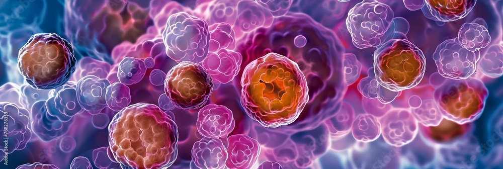 Microscopic view of cells, bacteria and viruses. Close-up of pathogens ...