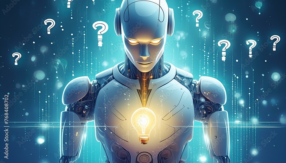 Illustration of an Artificial Intelligence in humanoid form bringing ...