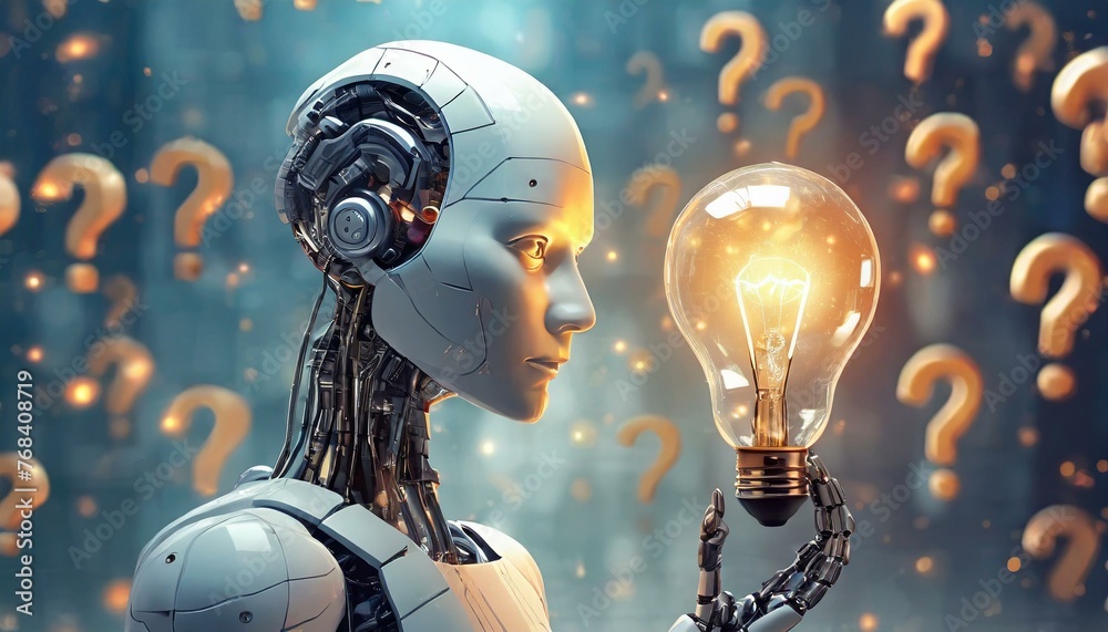 Illustration of an Artificial Intelligence in humanoid form bringing ...