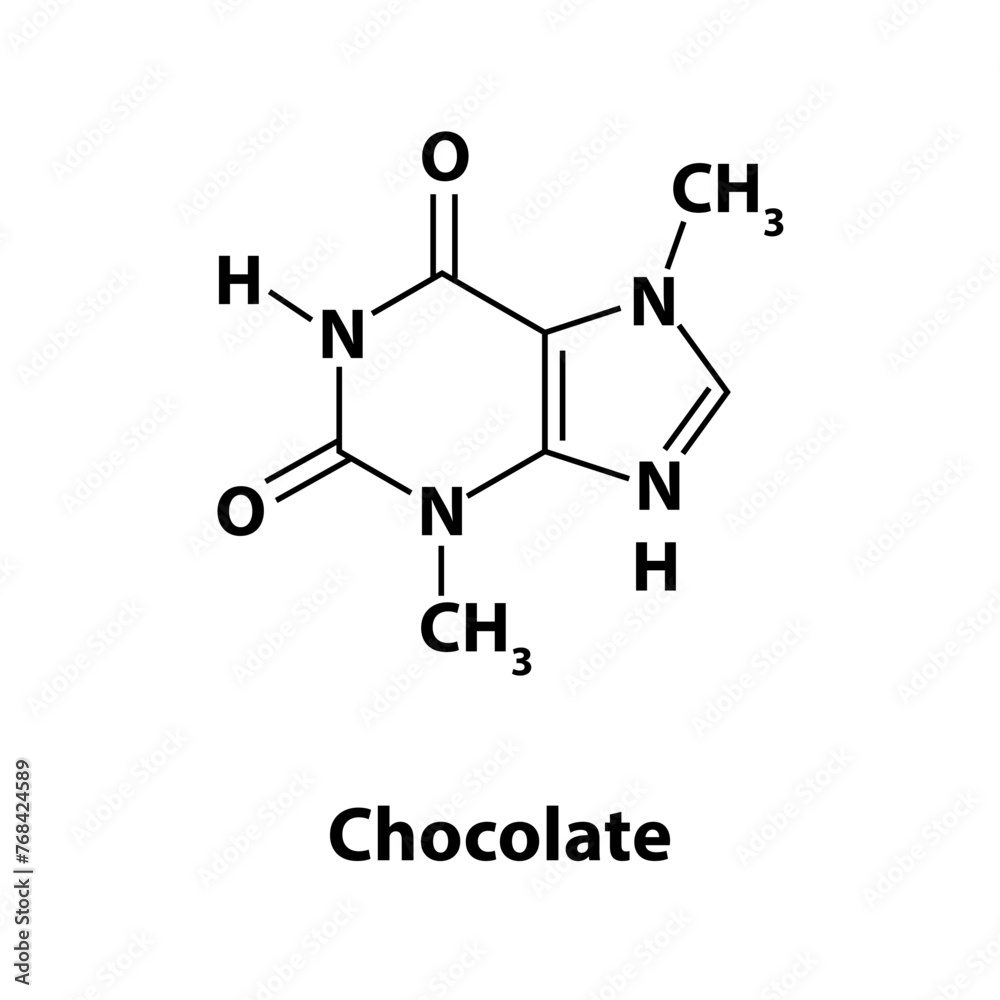 chemical structure of Chocolate. Structural chemical formulas Stock ...