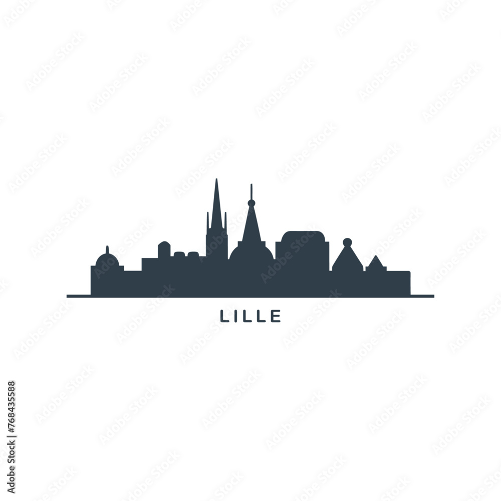 Lille cityscape skyline city panorama vector flat modern logo icon ...