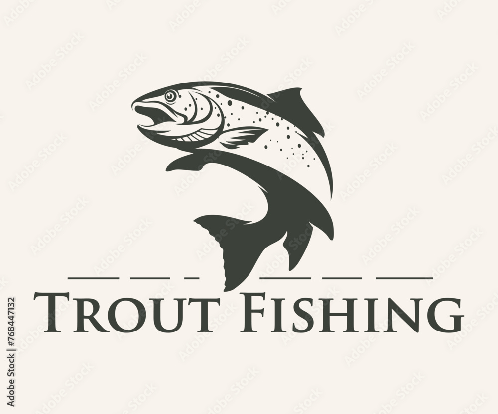 Rainbow Trout logo, Black and White Trout fish jumping out of the water, Great for your rainbow ...