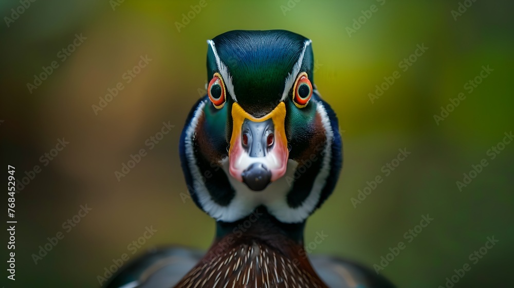 Vibrant Wood Duck Portrait in Natural Setting, Perfect for Wildlife ...