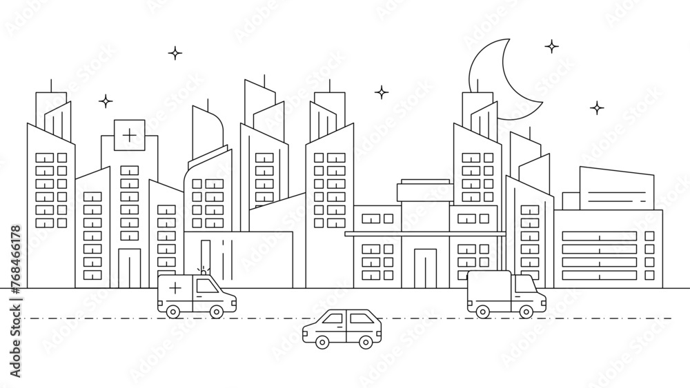 Black and white vector modern skyline buildings background impressive ...