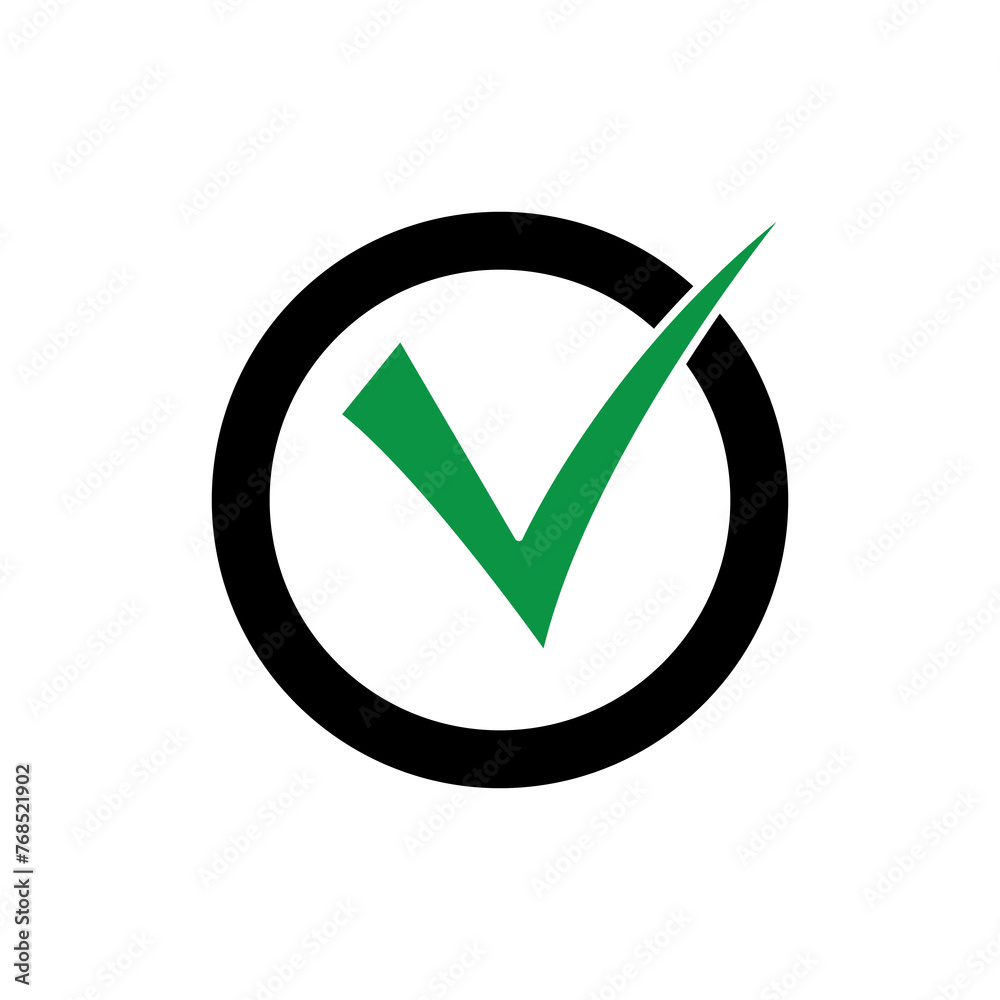 check mark icon in a circle. Check list sign flat vector illustration on white background..eps ...