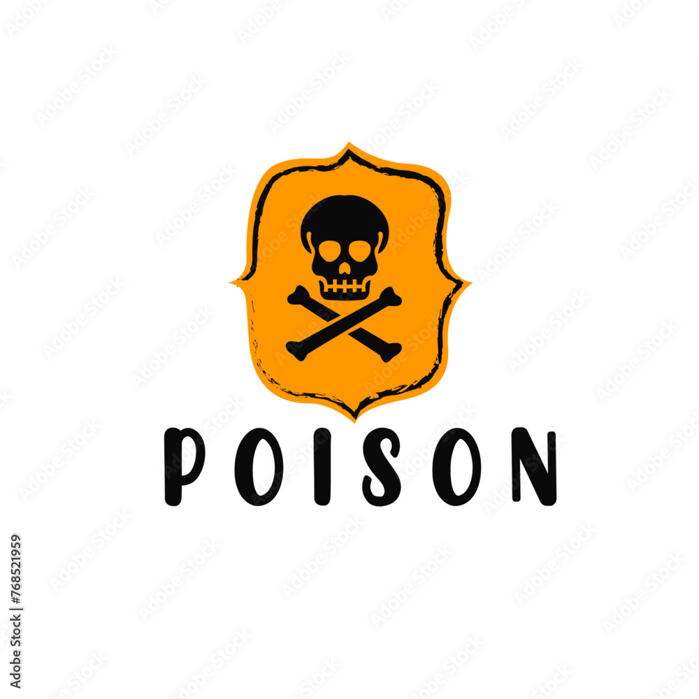 Danger sign with skull. Warning icon of poison, toxic, chemical and ...
