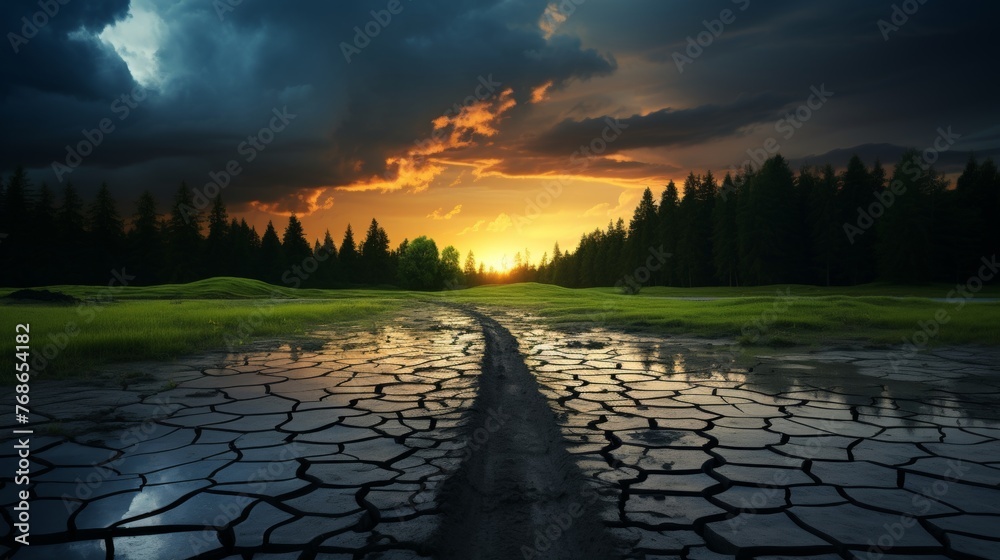 Forest transition from lush greenery to barren land due to ...