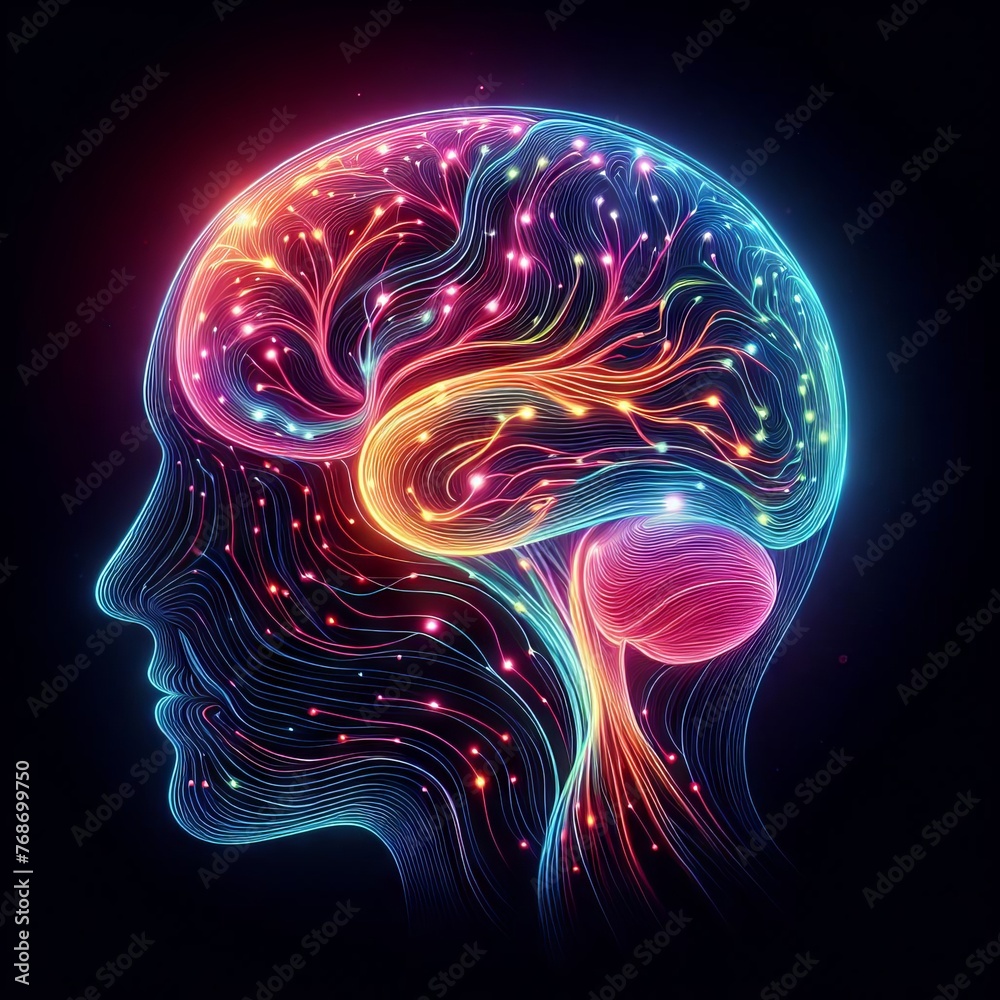 Stock-Illustration „A digital illustration of a human profile with a ...