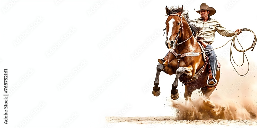 Cowboy on Galloping Horse Swinging Lasso in Wild West Adventure on ...