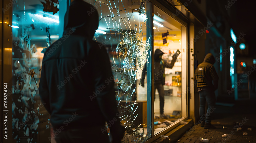 Photo Stock Unlawful Intrusion: Burglars Invade Retail Store, Causing ...