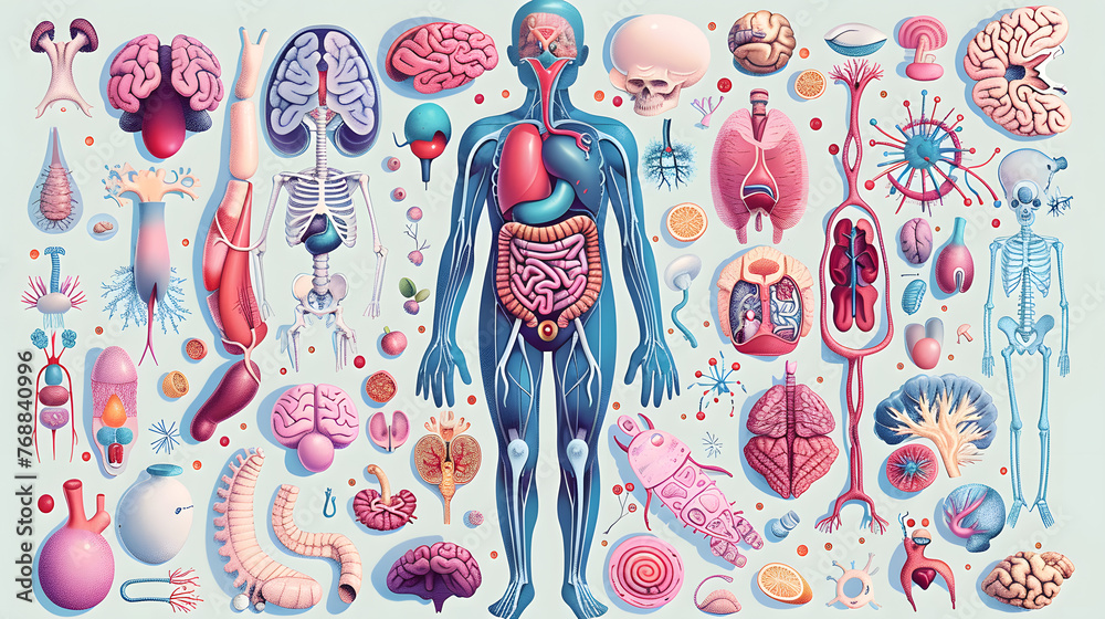Anatomy of a Human Body: Comprehensive Hand-Drawn Illustration of ...