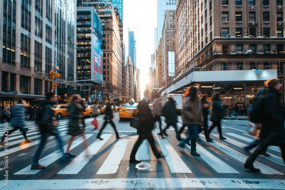 The energy of business people crossing a bustling city street Stock ...