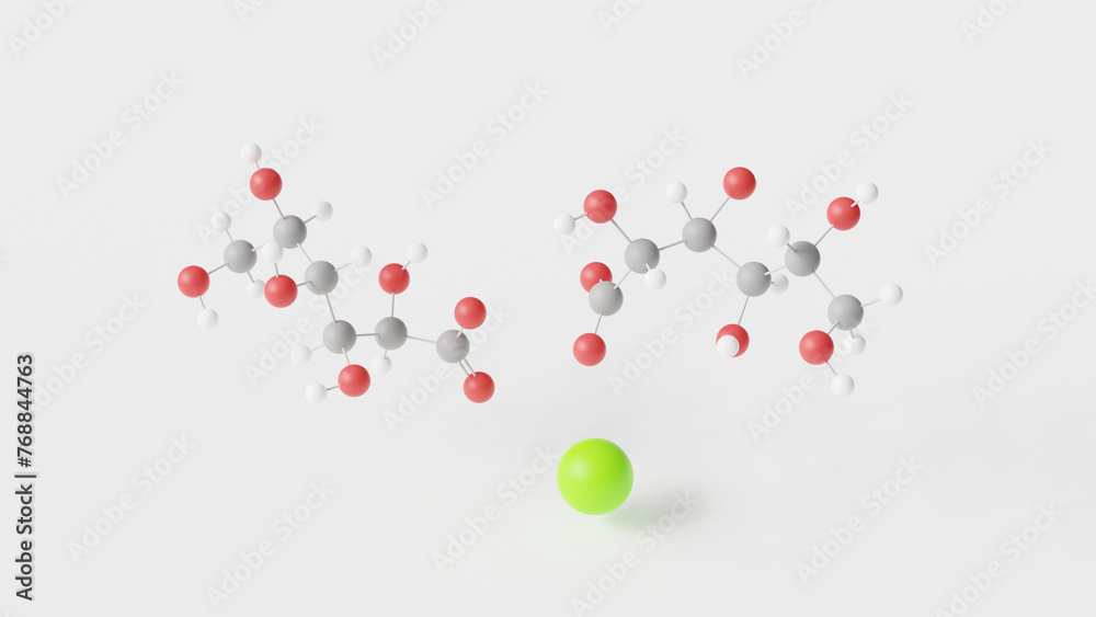 calcium gluconate molecule 3d, molecular structure, ball and stick ...