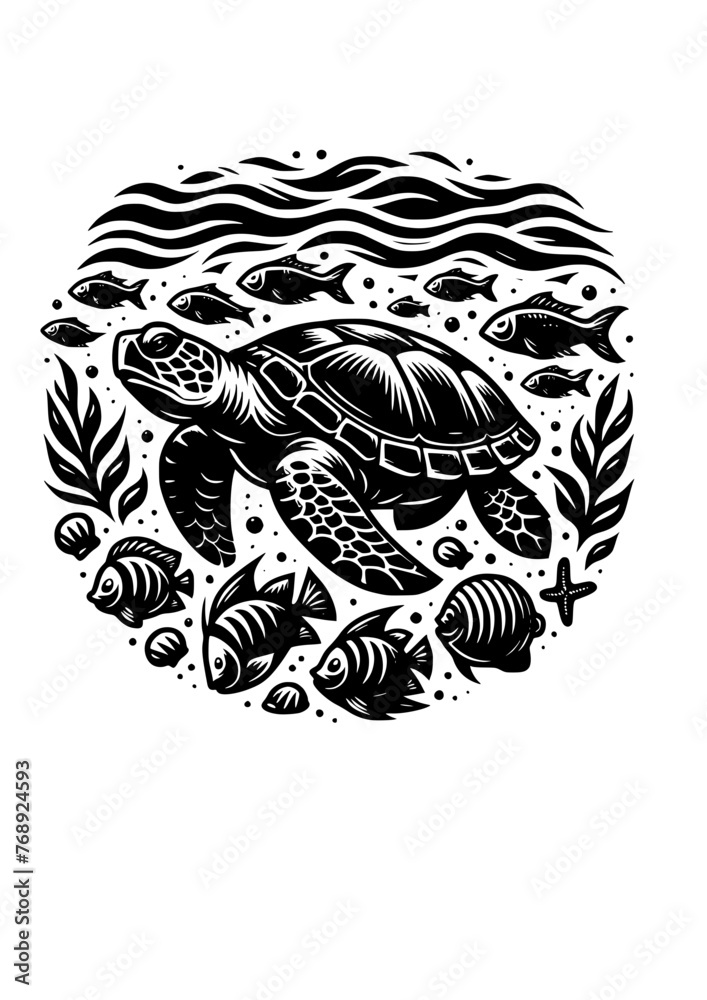 Sea Turtle SVG, Sea Turtle Clipart, Beach SVG, Ocean Turtle SVG, Wave ...