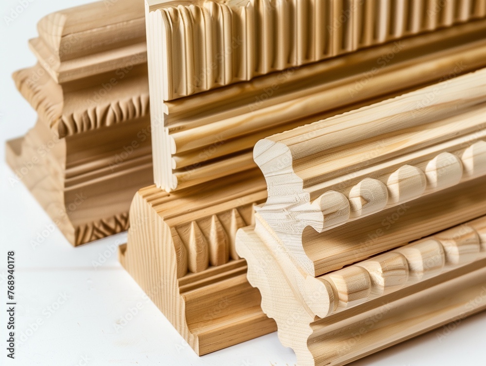 samples of oak furniture facades on a shelf without people. pieces of ...