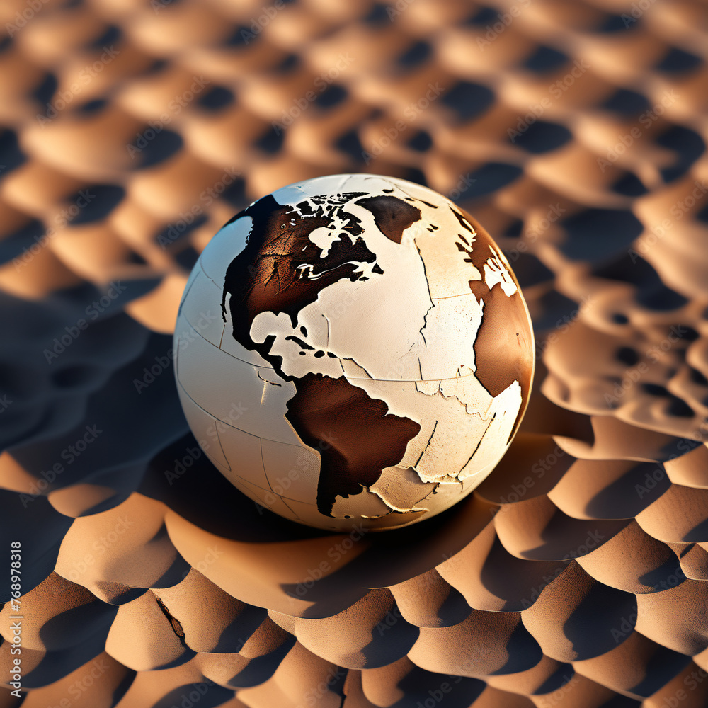 Dry globe for climate change concept, environment theme, global warming ...
