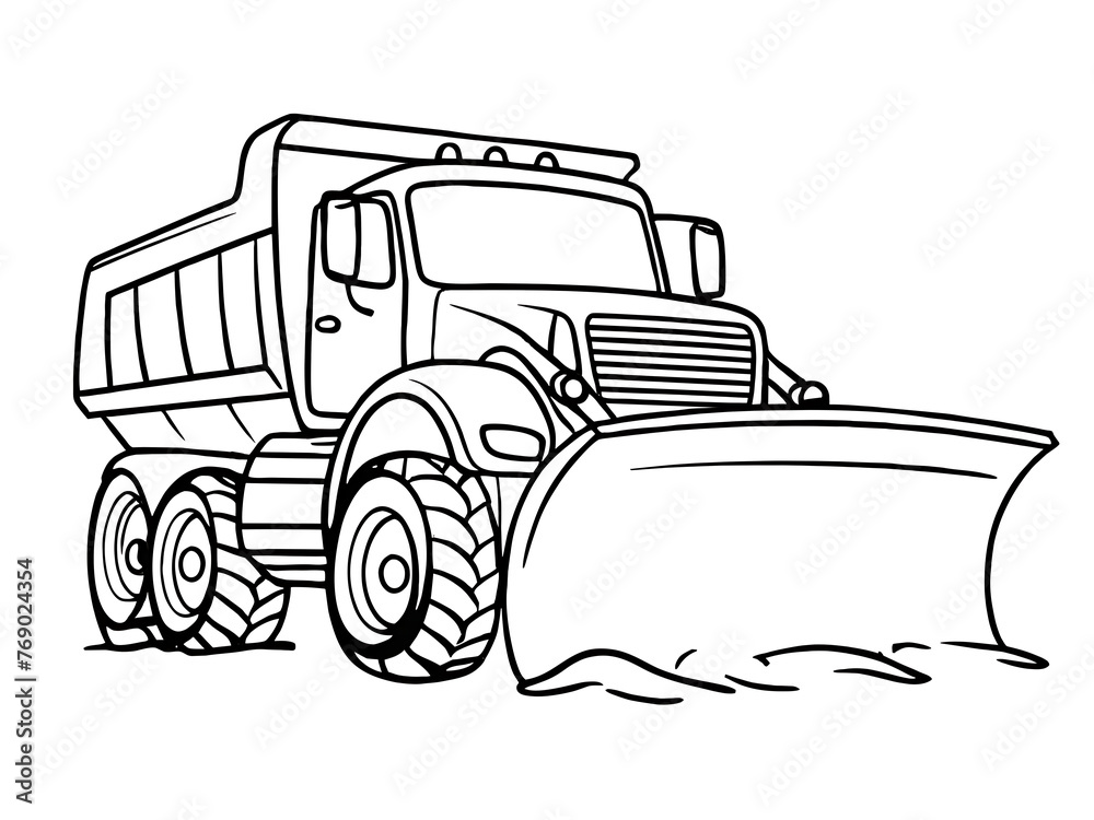 Snowscape Adventure: Printable Snow Plow Truck Coloring Vector snow plow, truck, blade, clearing ...