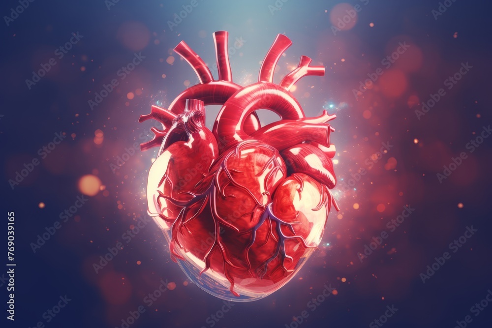 Human heart anatomy on scientific background Stock Photo | Adobe Stock