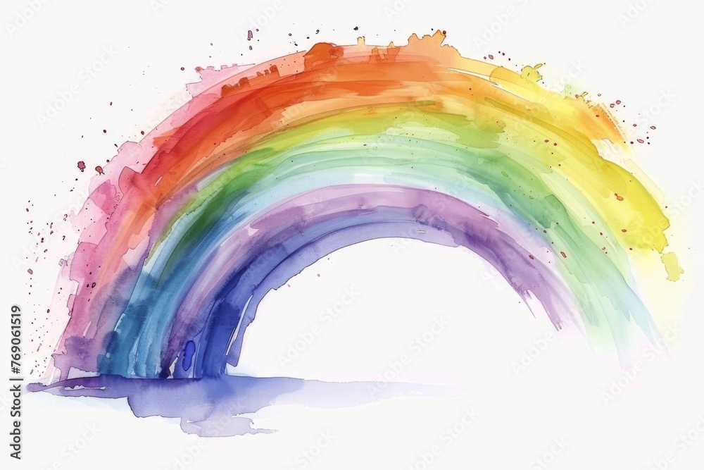 Watercolor Rainbow, a simple clipart illustration isolated on a white ...
