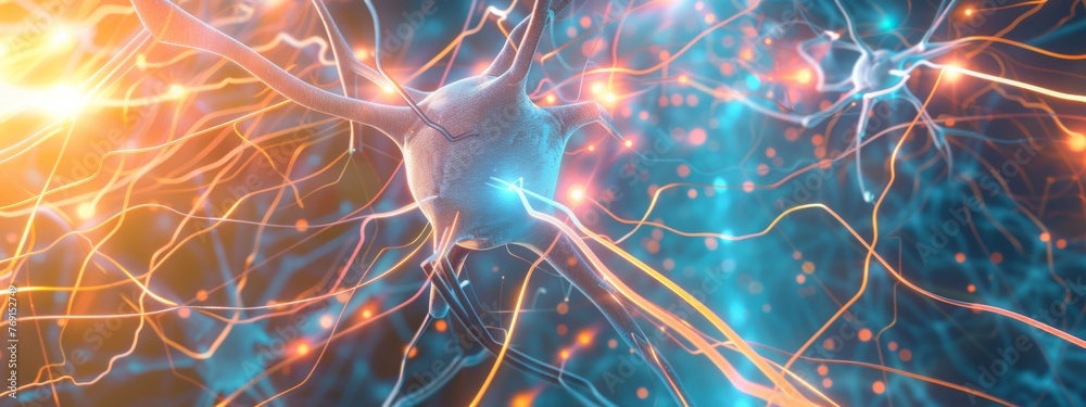 Cortisol influence on human brain, abstract representation. Digital ...